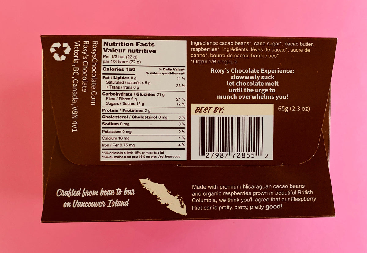 Roxy's Raspberry Riot Chocolate Bar | Roxy's Chocolate
